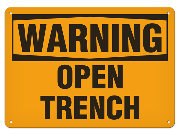 INCOM® SS3046V SAFETY WARNING Sign, WARNING – OPEN TRENCH, Signs ...