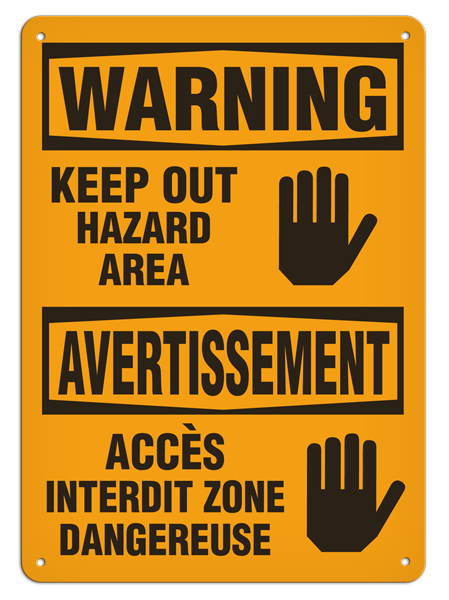 INCOM® SS6016AL SAFETY WARNING SIGN,BILINGUAL WARNING – KEEP OUT HAZARD ...