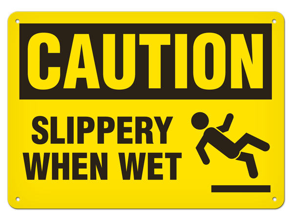 INCOM® SS2005P SAFETY SIGN, CAUTION – SLIPPERY WHEN WET, Signs ...