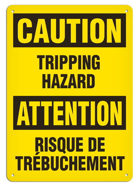 INCOM® SS6008V SAFETY SIGN, BILINGUAL CAUTION – TRIPPING HAZARD, Signs ...