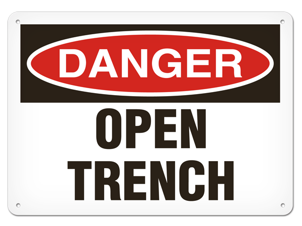 INCOM® SS1097AL SAFETY SIGN, DANGER – OPEN TRENCH, Signs ...