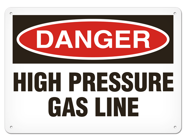 INCOM® SS1082V SAFETY SIGN, DANGER – HIGH PRESSURE GAS LINE, Signs ...