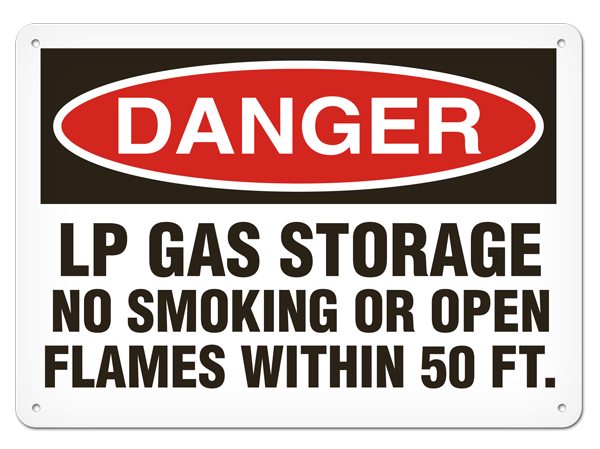 INCOM® SS1079P SAFETY SIGN, DANGER – LP GAS STORAGE NO SMOKING OR OPEN ...