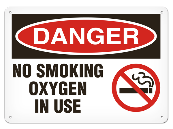 INCOM® SS1069V SAFETY SIGN, DANGER – NO SMOKING OXYGEN IN USE, Signs ...