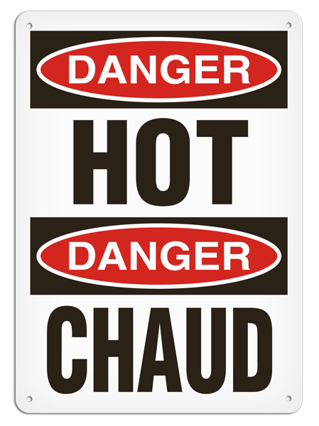 INCOM® SS6003V SAFETY SIGN, BILINGUAL DANGER – HOT, Signs ...