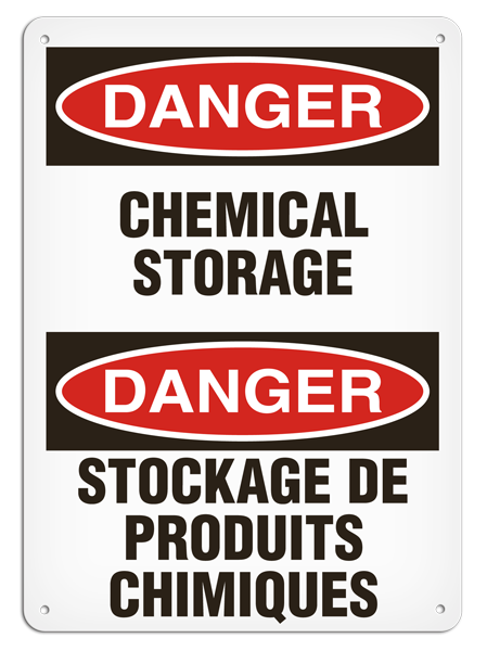 INCOM® SS6002AL SAFETY SIGN, BILINGUAL DANGER – CHEMICAL STORAGE, Signs ...