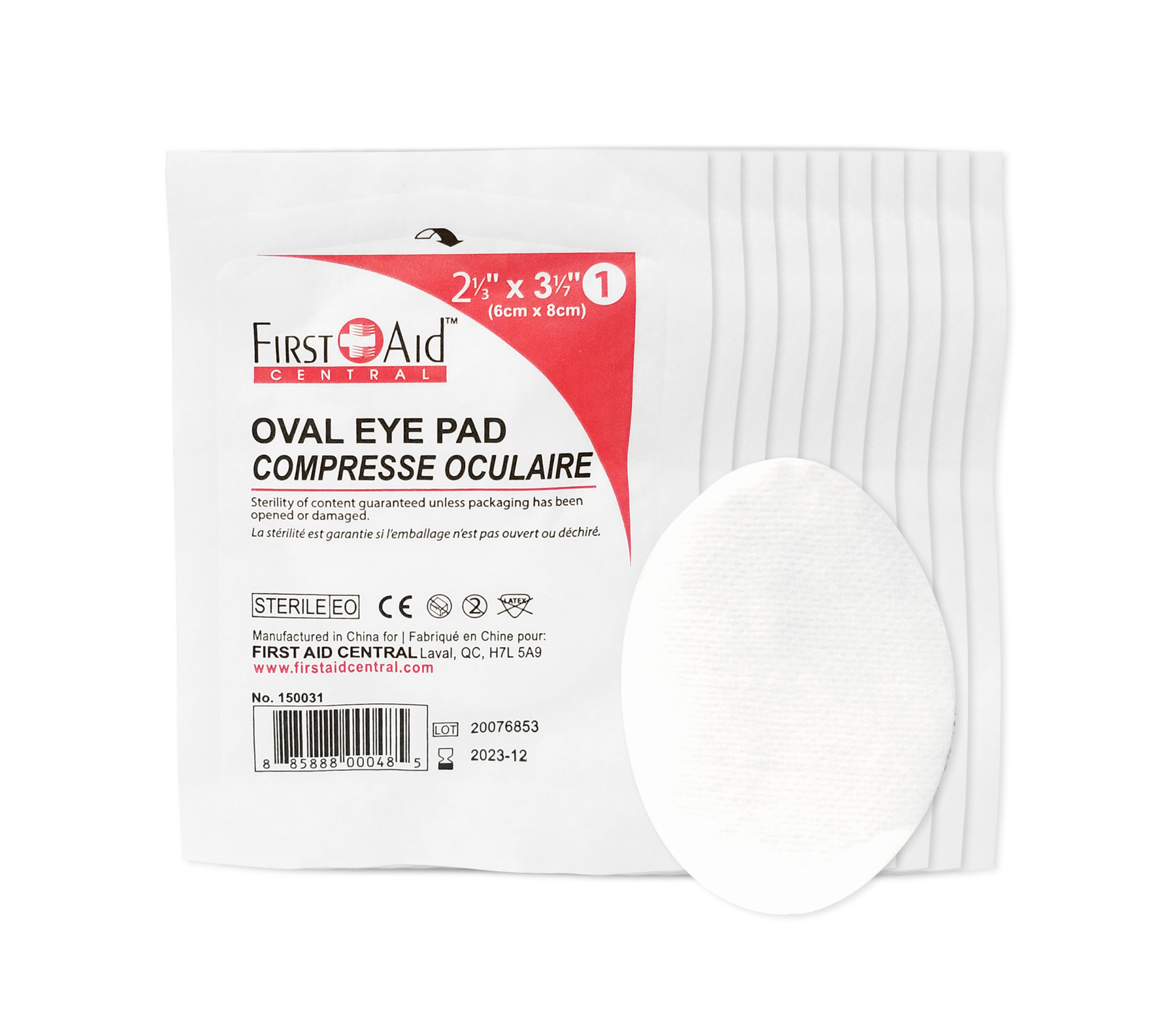 First Aid Central 150132 Sterile Eye Pads, 10/Pack | International Safety