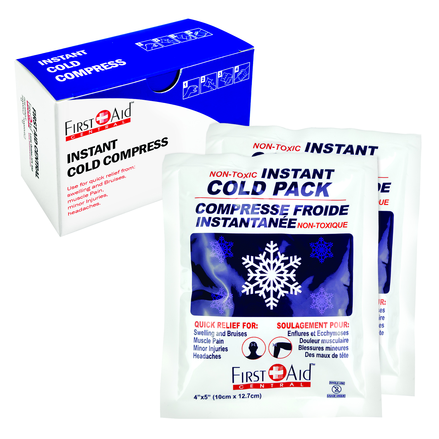 First Aid Central 700000U2 Instant Cold Compress, 10.2 x 12.7cm (4" x 5 ...