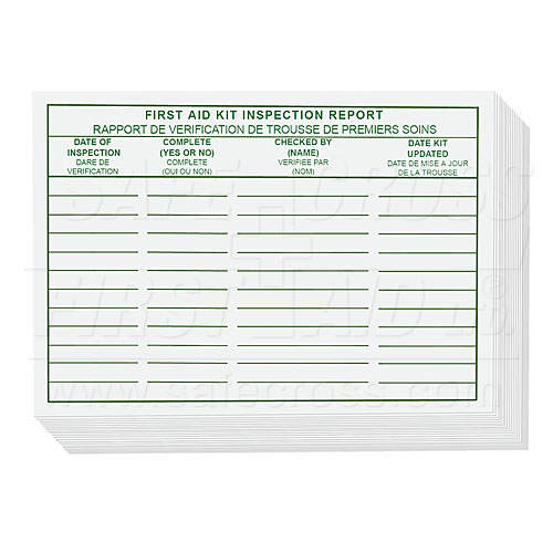 SAFECROSS 14460 First Aid Kit Inspection Report Cards - 25/Package ...