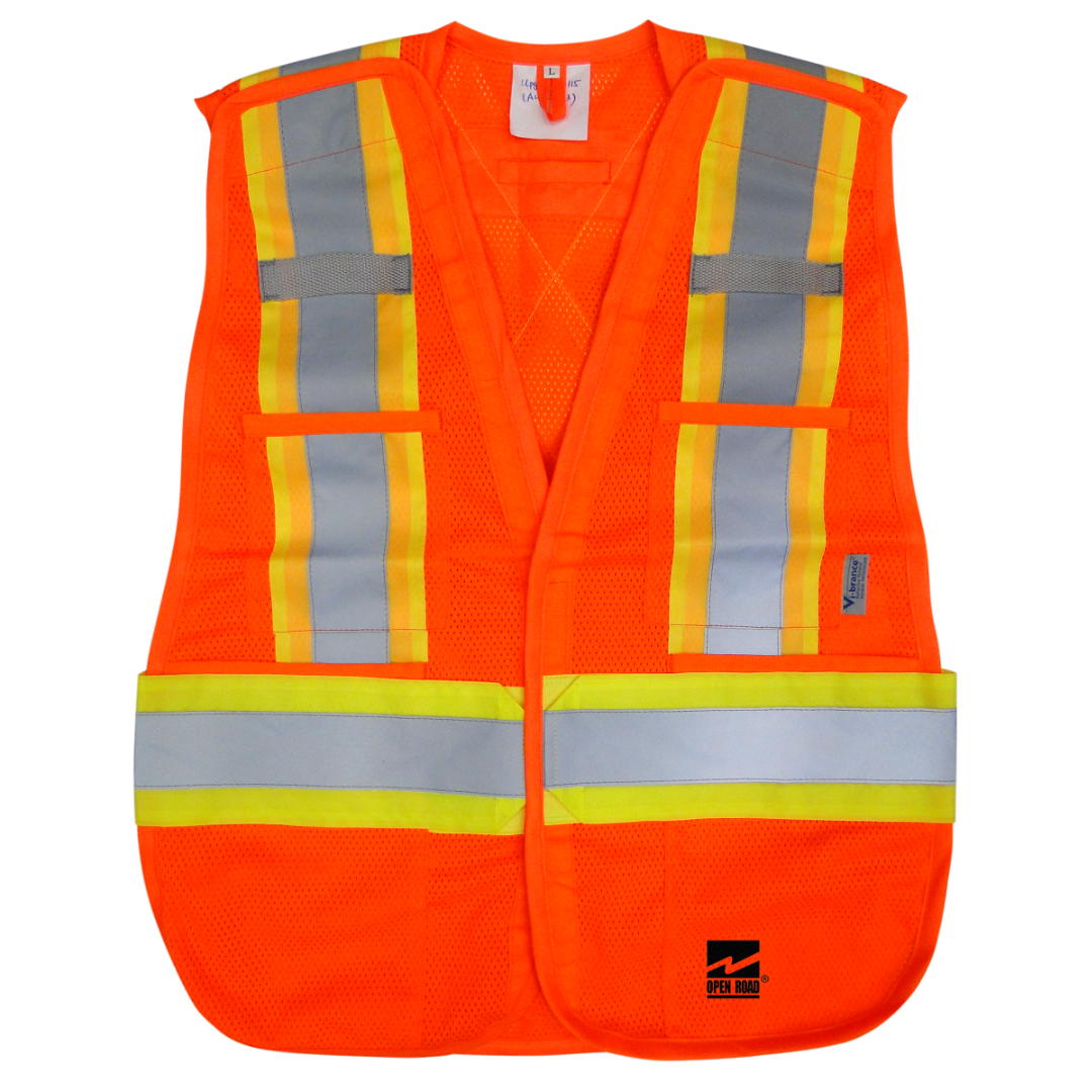Alliance Mercantile 6115O Open Road 5pt. Tear Away Traffic Vest (Hi-Vis ...