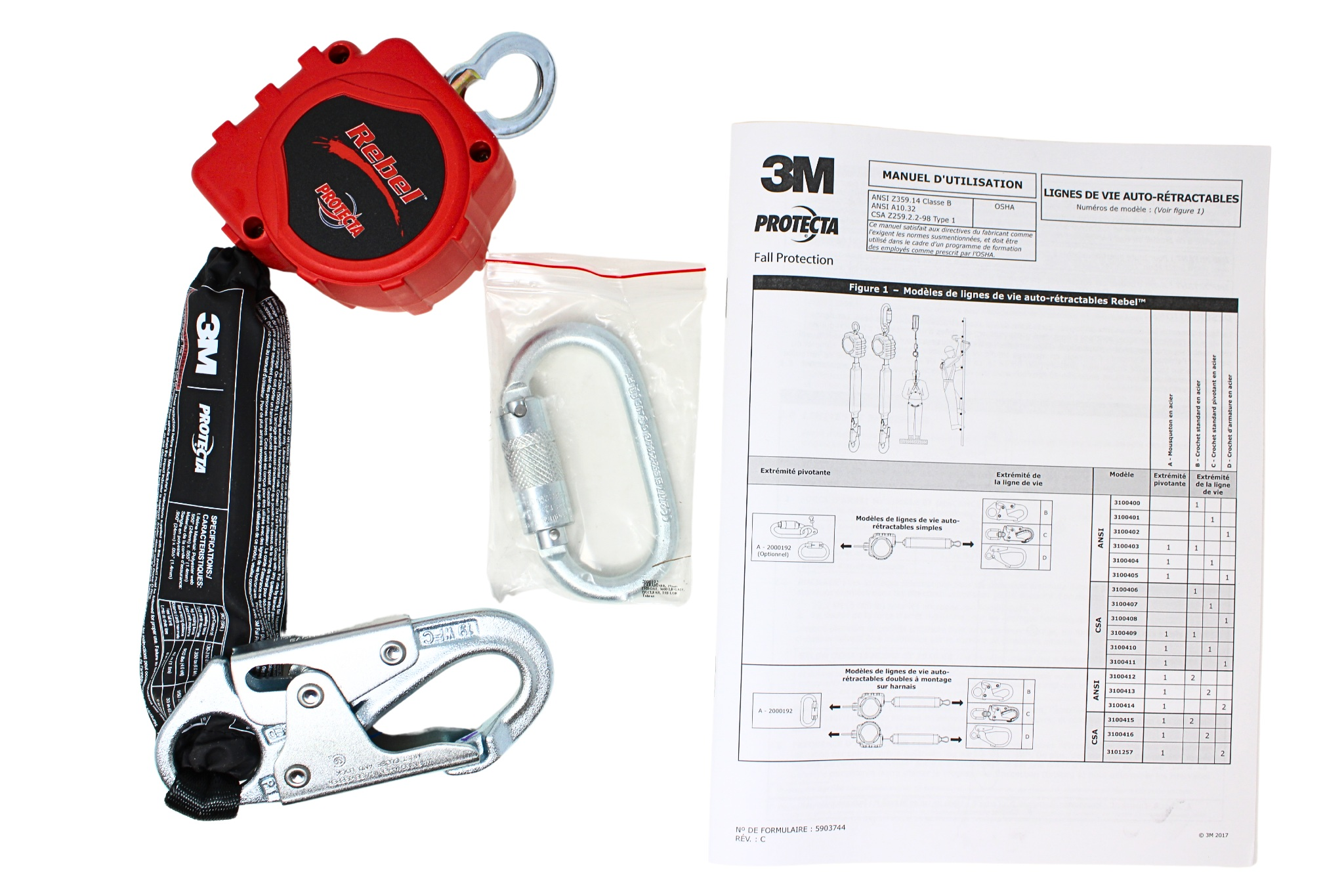 3M™ 3100409 PROTECTA® Rebel™ Self Retracting Lifeline, 3100409, 6 ft (1 ...